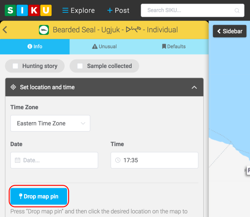 Location & Time Panel – SIKU Support Site